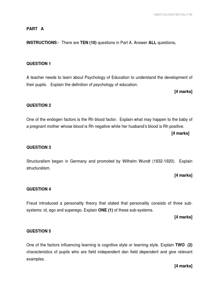 Hbef2103 Jan 07 Final Bi | PDF | Emergence | Psychological Concepts