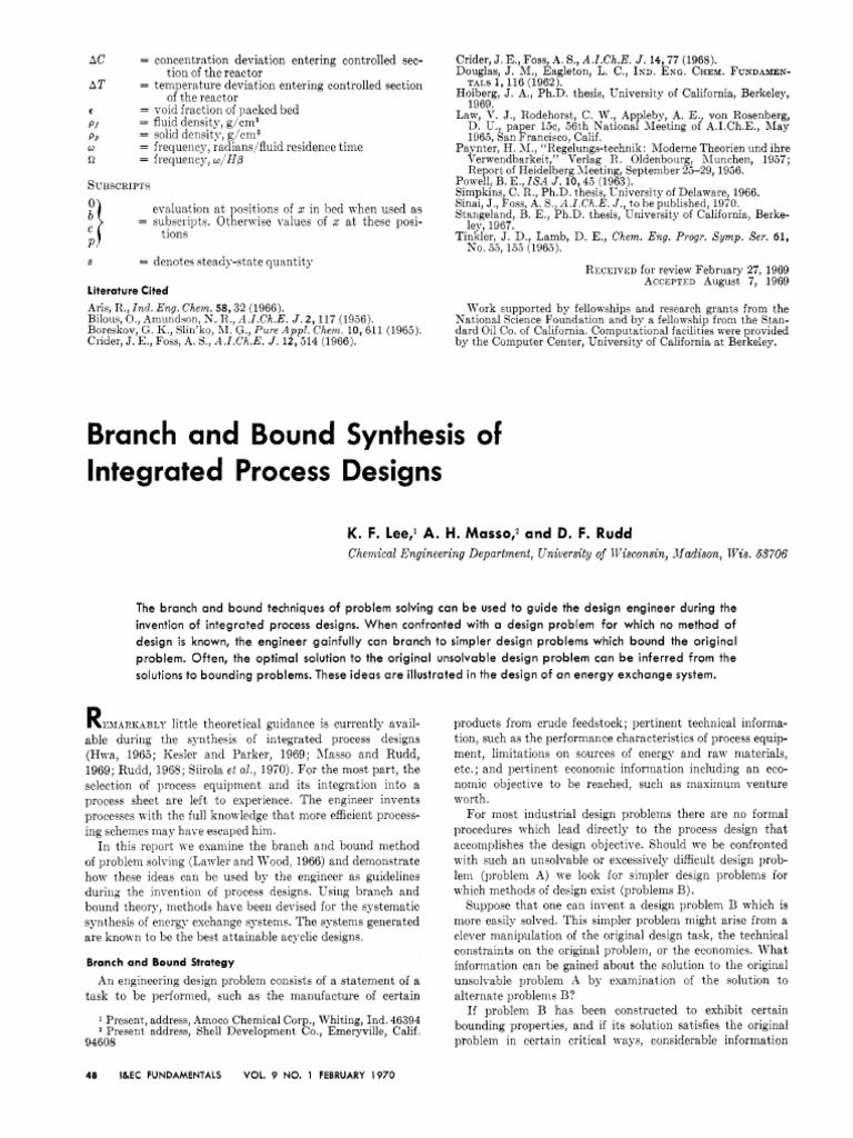Branch and Bound of Integrated Process Designs | PDF | Optimal Control | Mathematical Optimization