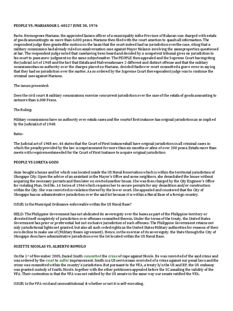 Philippine Supreme Court Rules on Jurisdiction in Estafa Case | PDF ...