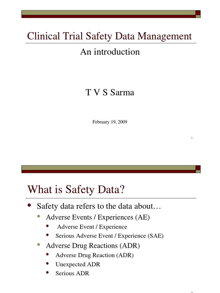 Clinical Trial Safety Data Management (Presentation by TVS Sarma) | PDF ...