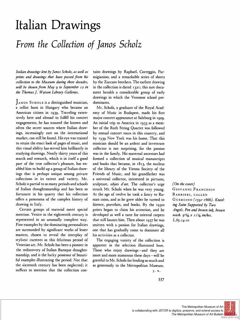 Italian Drawings From The Collection of Janos Scholz | PDF | Drawing ...