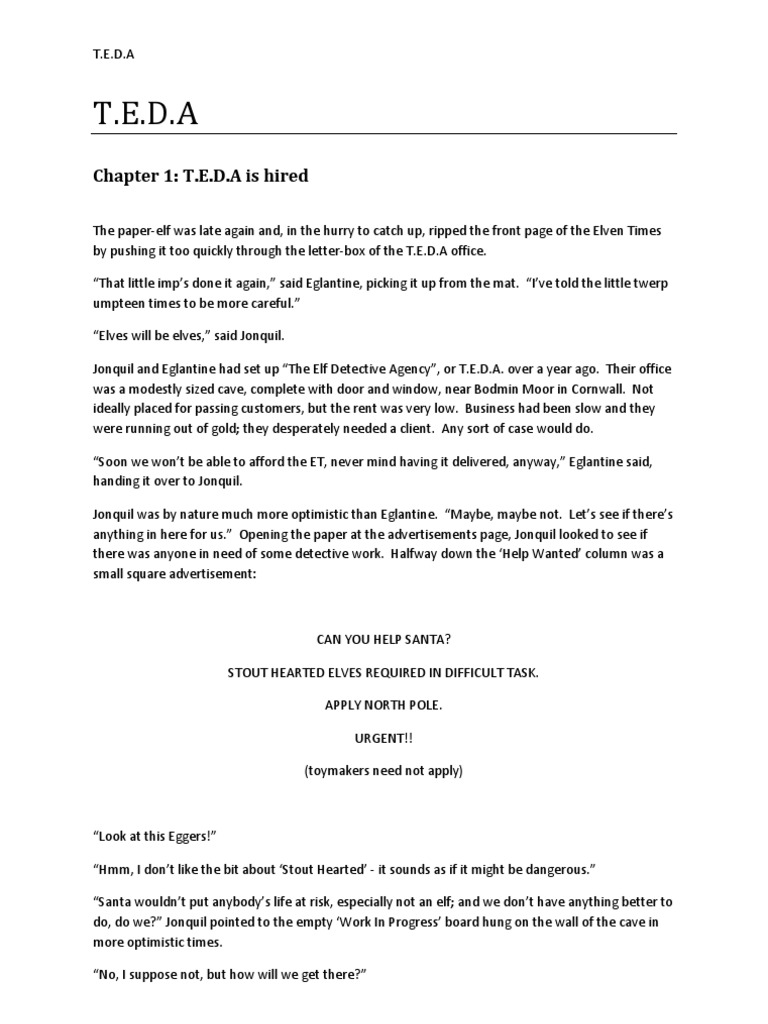 Chapter 1: T.E.D.A Is Hired | PDF | Rudolph The Red Nosed Reindeer ...