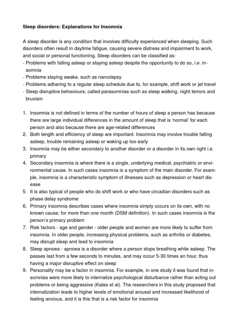 Sleep Disorder Plans | PDF | Insomnia | Sleep Disorder