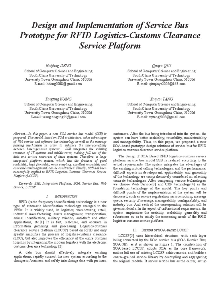 Design and Implemredentation of Service Bus | PDF | Message Passing ...