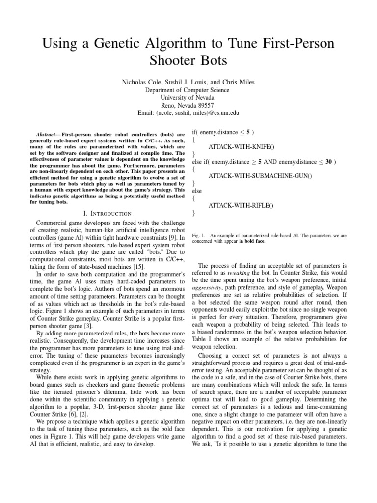 Genetic Algorithm in Counter-Strike | Download Free PDF | Artificial ...