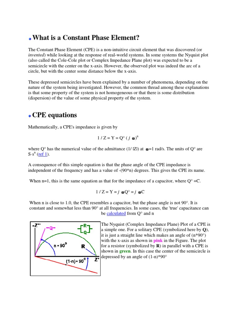 What Is A Constant Phase Element | PDF | Capacitor | Electrical Impedance