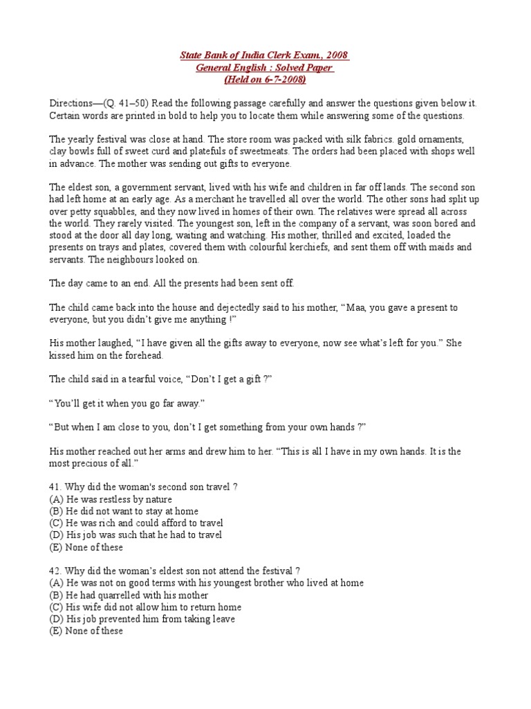 1sbi Bank Exam Question Paper 09 PDF | PDF