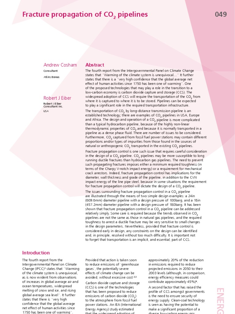 Fracture Propagation Of Co2 Pipelines Pdf Carbon Capture And Storage Carbon Dioxide