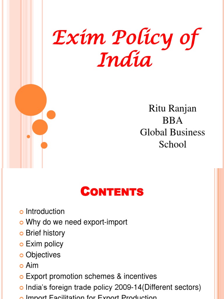 Exim Policy | PDF | Exports | Trade