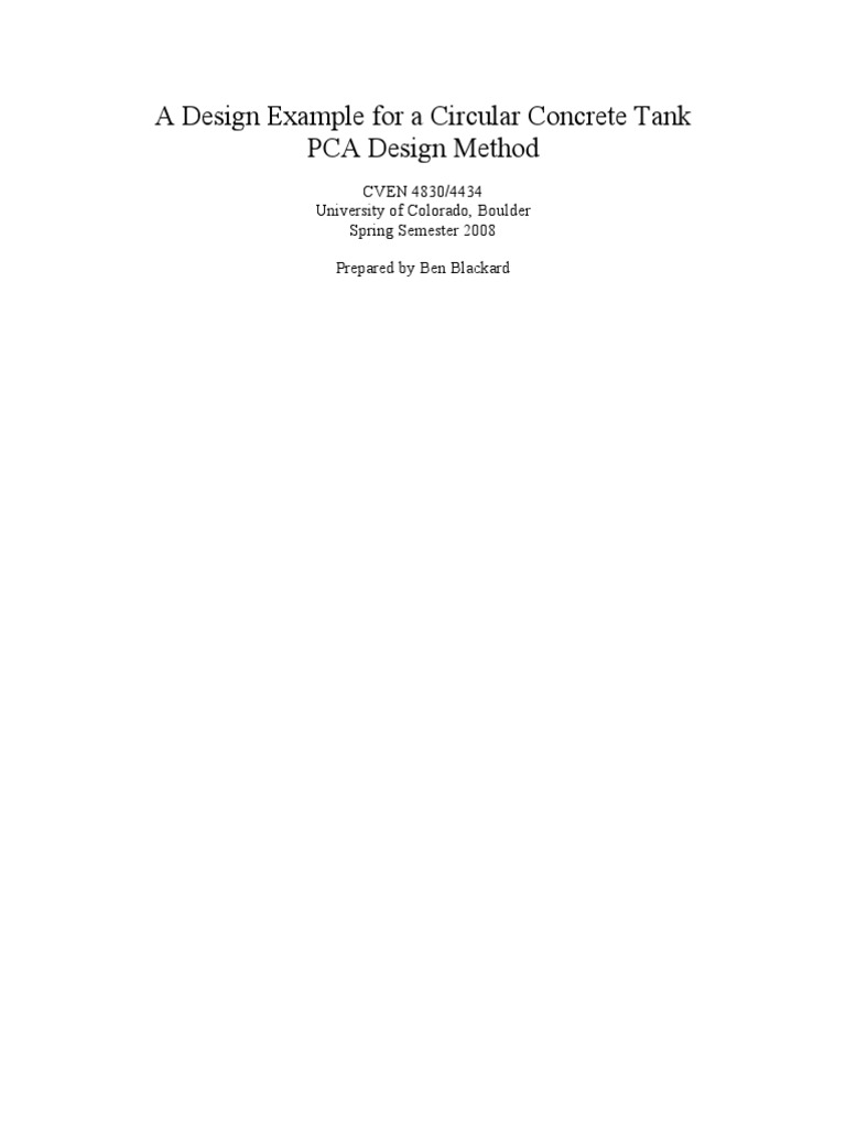 A Design For Circular Concrete Tank Pca Design Method | PDF