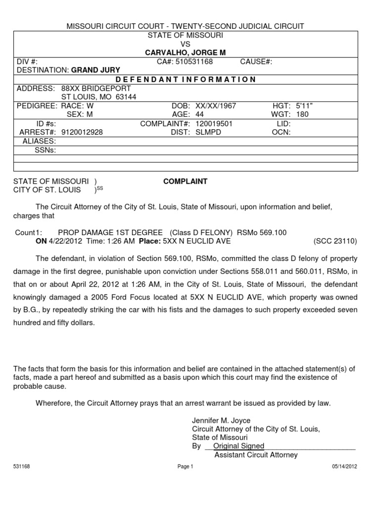 PC Statement Jorge Carvalho | PDF | Defendant | Probable Cause