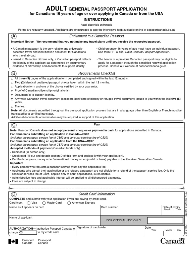 Adult General Passport Application | PDF | Passport | Identity Document