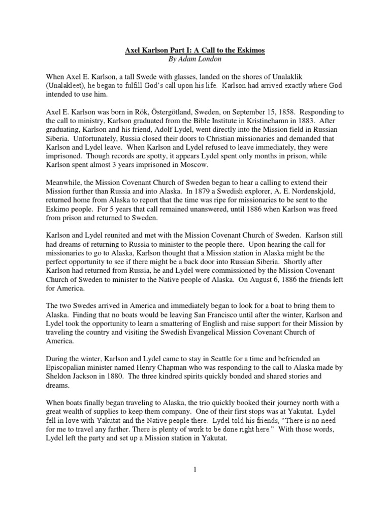 Axel E. Karlson - London | PDF | Christian Mission | Sweden