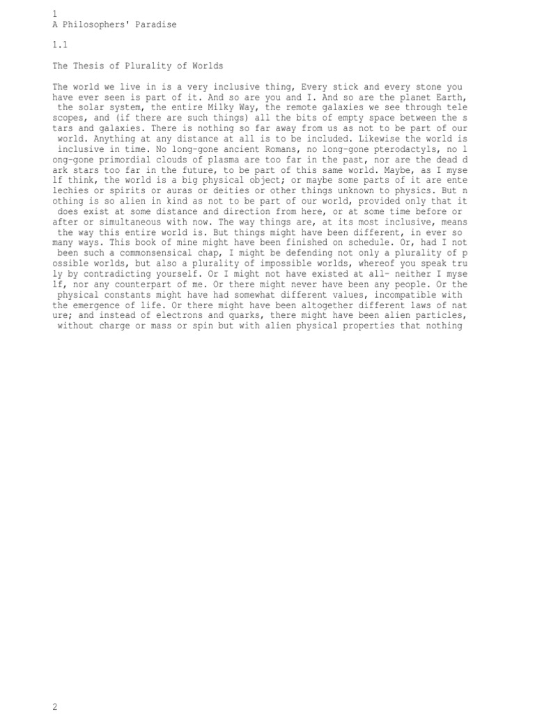 Lewis David On The Plurality of Worlds | PDF | Modal Logic | Logic