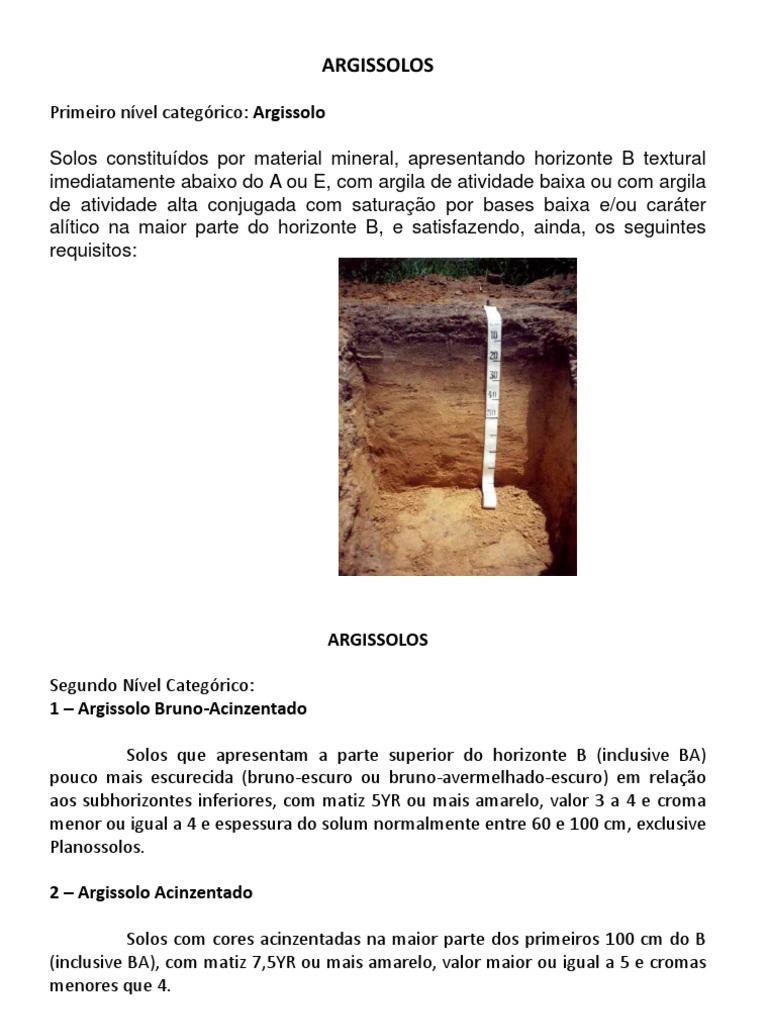 Argissolos, Latossolos, Espodossolos e Nitossolos: principais solos ...