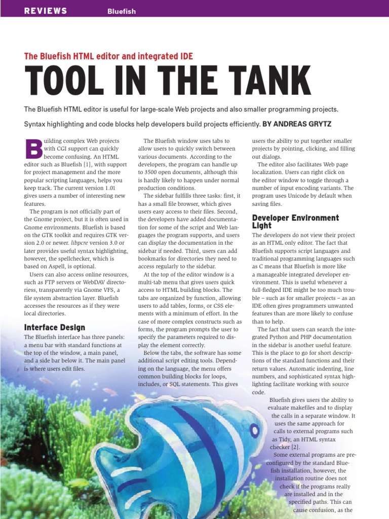 Bluefish Review | PDF | Integrated Development Environment | Html