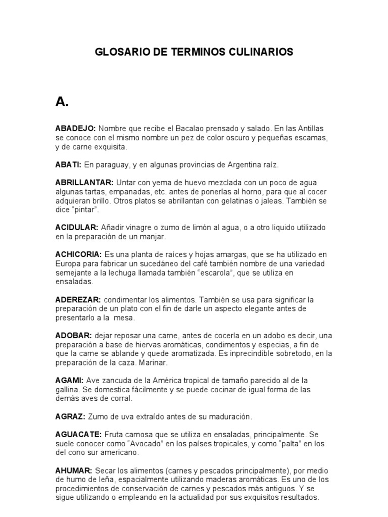 Glosario de Terminos Culinarios | PDF | Cocina española | filete