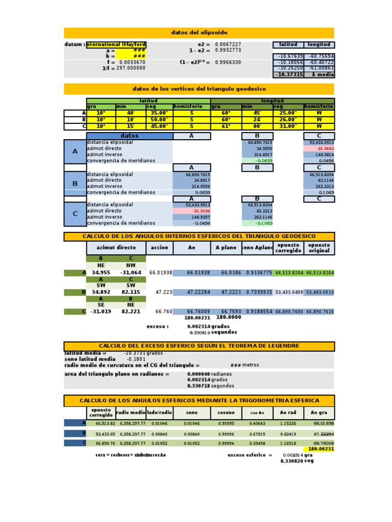 Triángulo Geodésico y Fórmula de Vincenty | PDF | Triángulo | Seno
