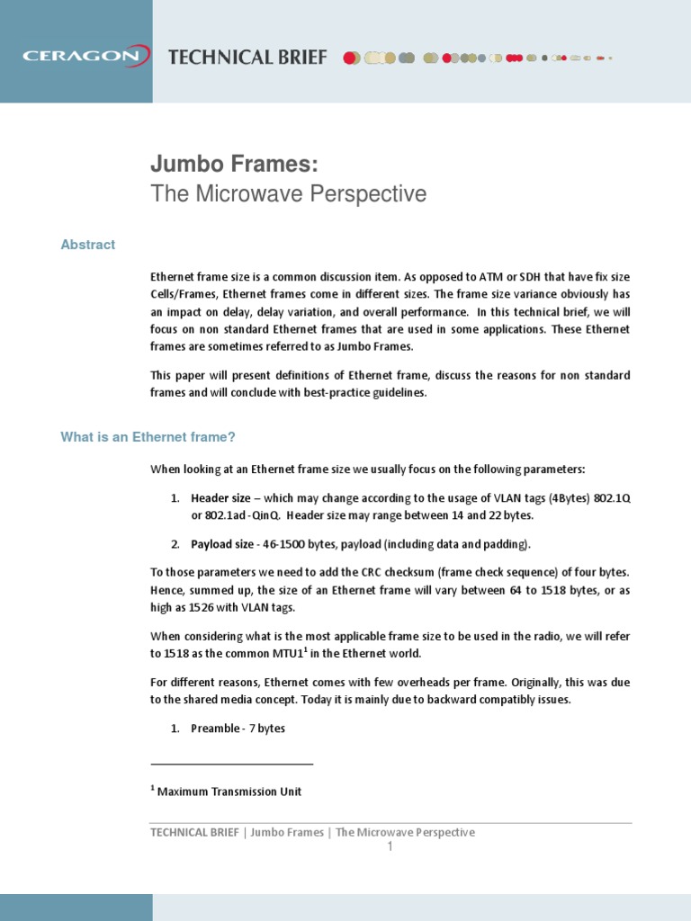 Ceragon - Jumbo Frames - Technical Brief | PDF | Ethernet | Computer Network