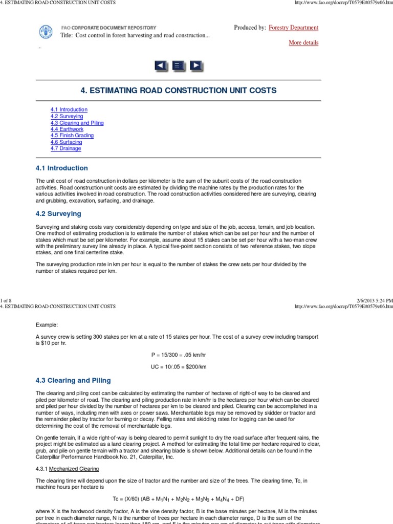 Estimating Road Construction Unit Costs | PDF | Loader (Equipment) | Road
