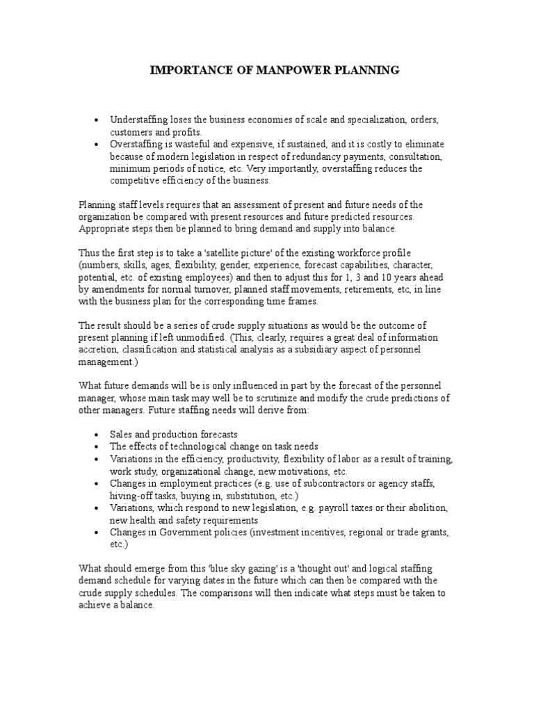 Importance of Manpower Planning | PDF | Human Resources | Employment