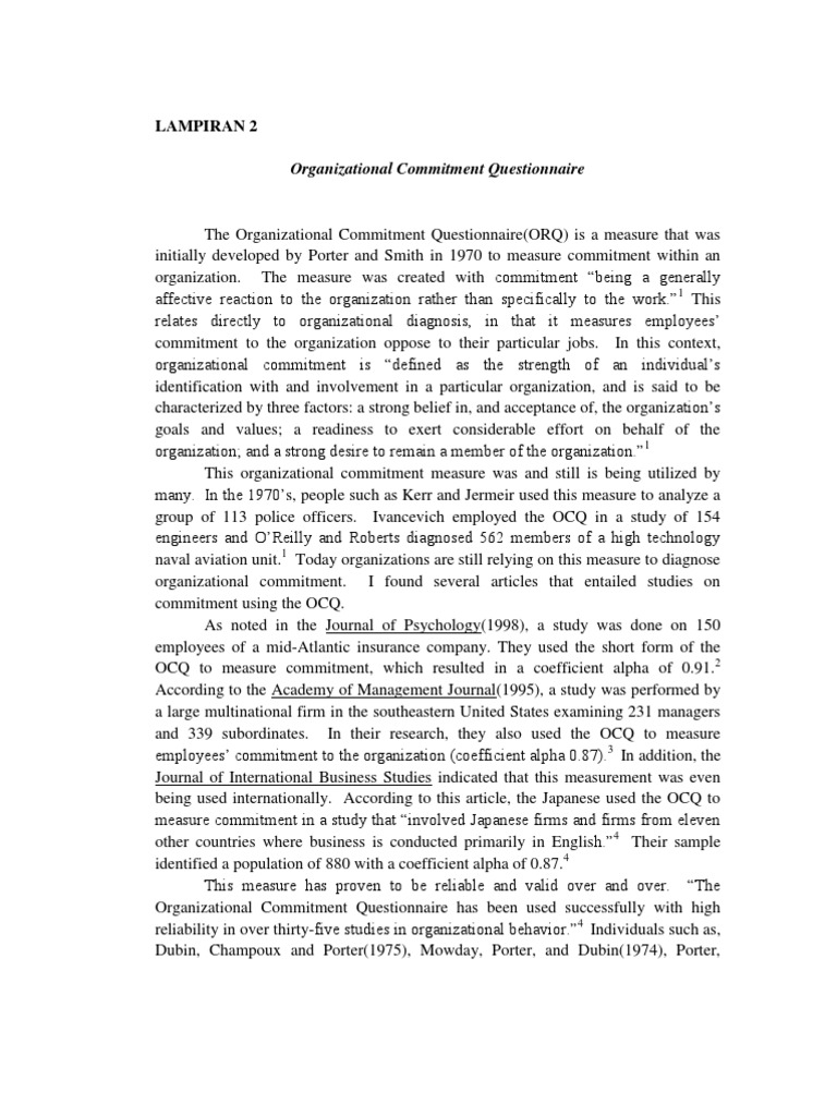Organizational Commitment Questionnaire | PDF | Job Satisfaction | Cognition