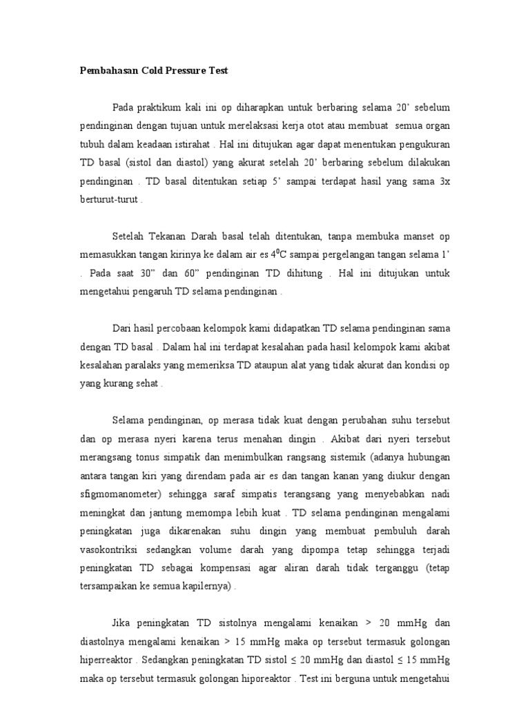 Pembahasan Cold Pressure Test | PDF