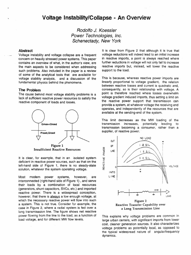 Voltage Instability Collapse An Overview | PDF | Electric Power ...