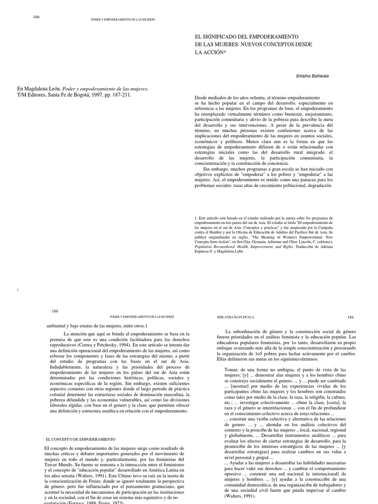 Batliwala - Empoderamiento | PDF | Empoderamiento | Mujer