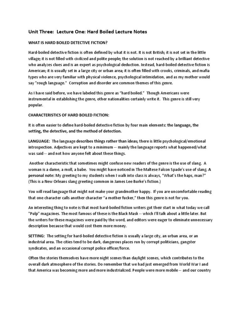 Hard Boiled Detective Fiction Notes | Download Free PDF | Hardboiled ...