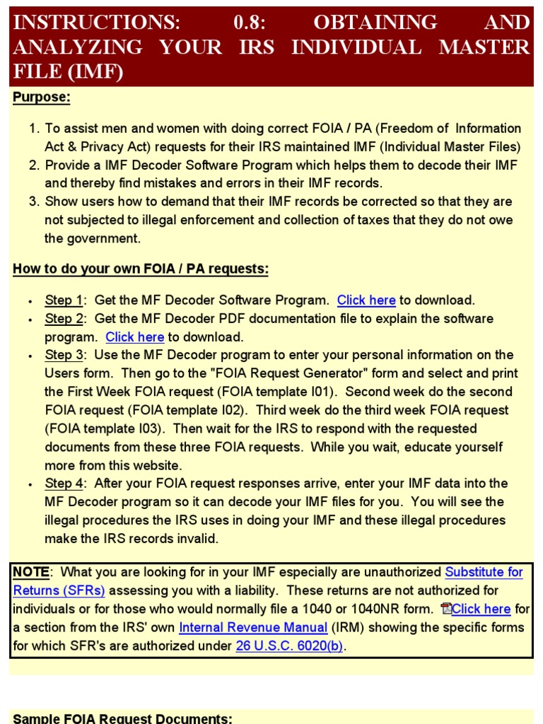 Analyzing Your IRS Individual Master File | PDF | Internal Revenue ...