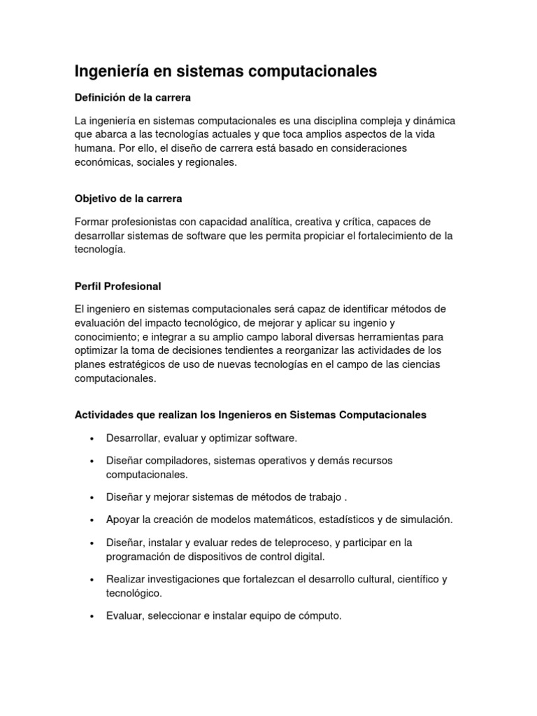 Ingeniería en Sistemas Computacionales | PDF | Negocios | Arte