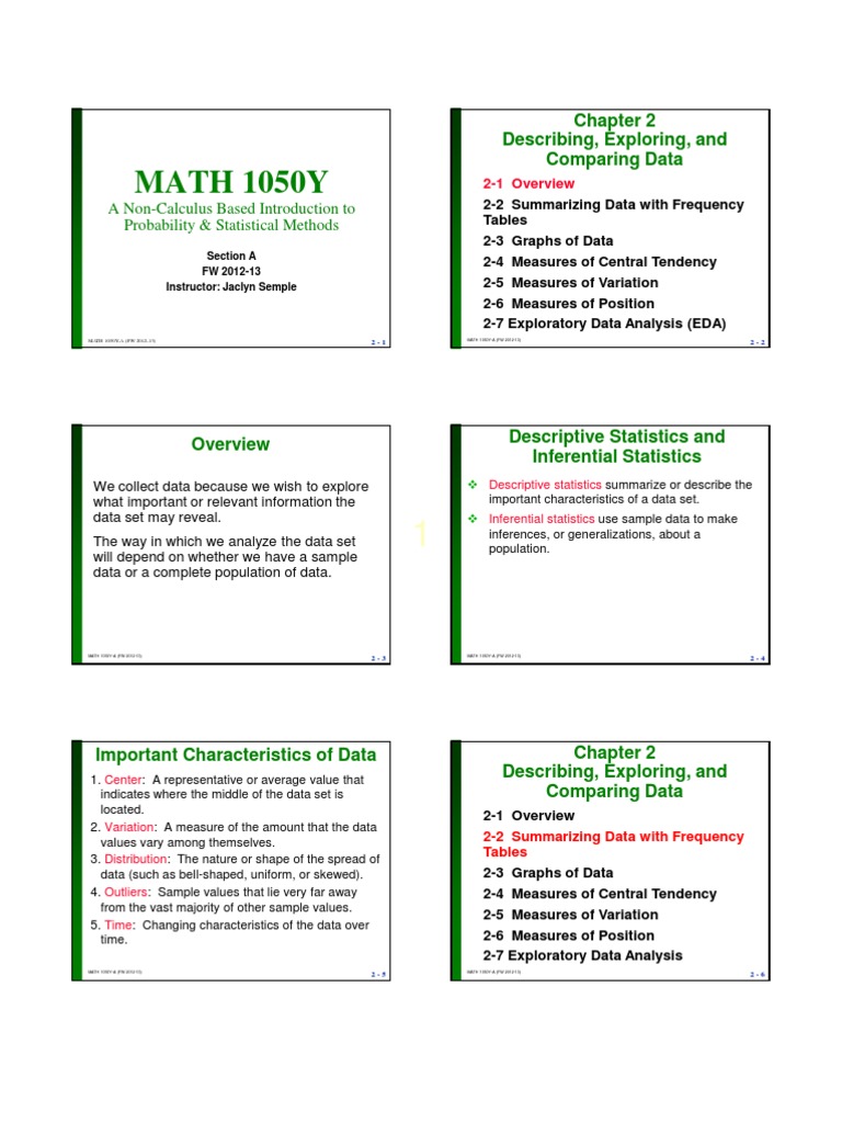 Statistics Lecture 4 Notes | PDF | Descriptive Statistics | Statistics