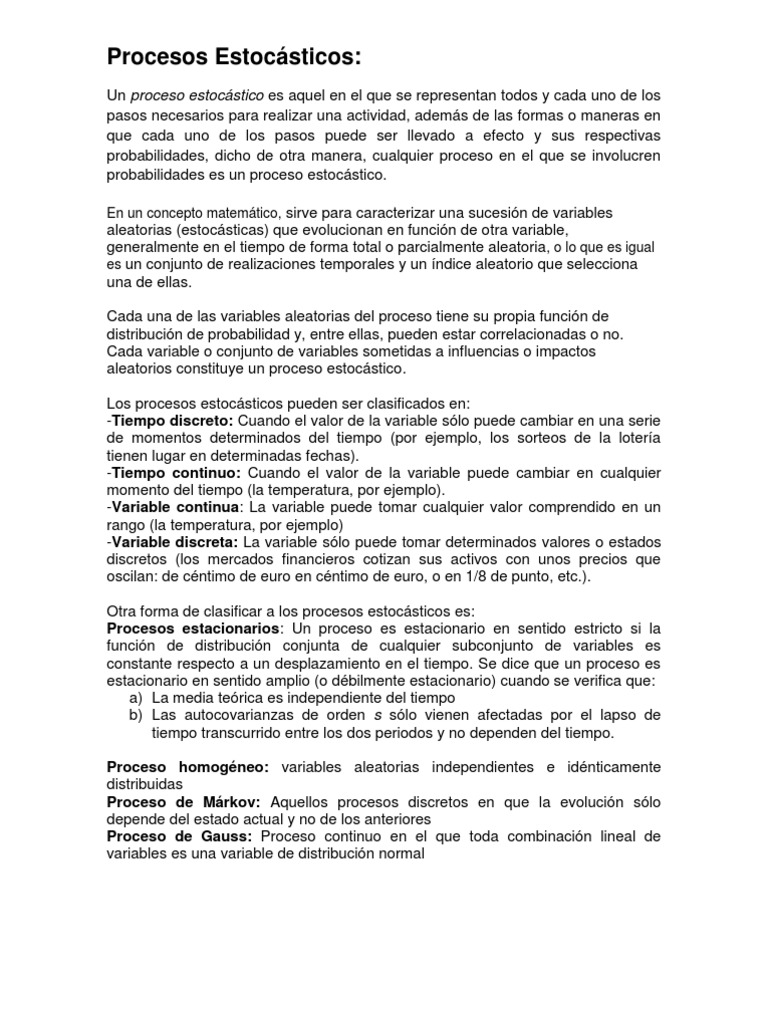 Procesos Estocásticos | PDF | Proceso estocástico | Estocástico