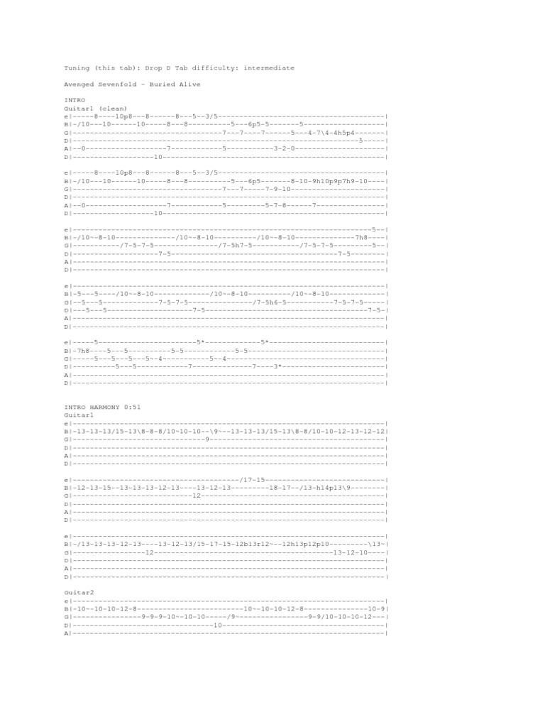 Buried Alive Guitar Tab Guide | PDF | Technology & Engineering