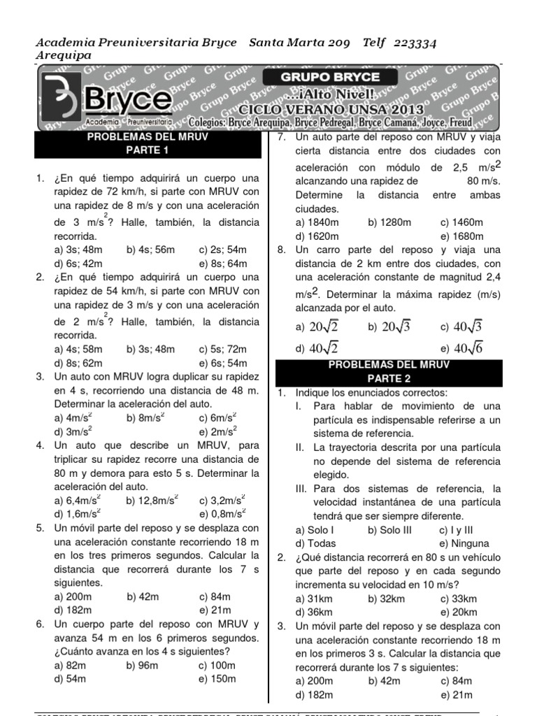 Practica Cinematica 2 | PDF | Velocidad | Aceleración