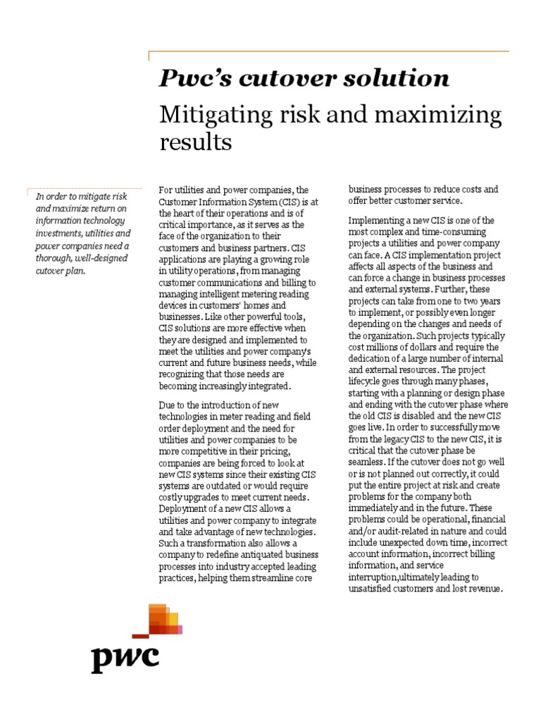 PWC Cutover Fact Sheet | PDF | Pricewaterhouse Coopers | Electric Power ...
