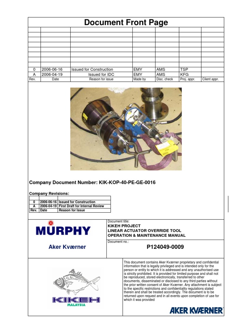 Kik-kop-40-Pe-ge-0016-0 - Linear Actuator Override Tool Operation & Maintenance Manual | PDF ...