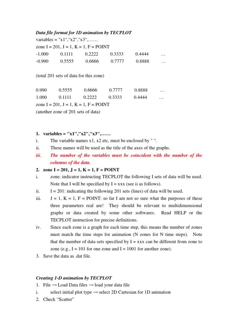 Tecplot Animation Instruction Pdf Cartesian Coordinate System Areas Of Computer Science 2888
