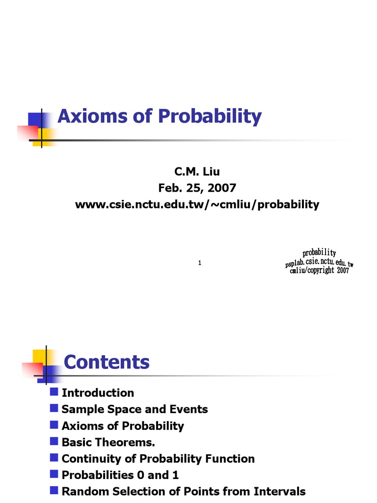 Axioms of Probability | Probability Theory | Continuous Function