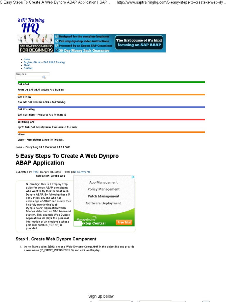 5 Easy Steps To Create A Web Dynpro Abap Application Pdf World Wide Web Internet And Web
