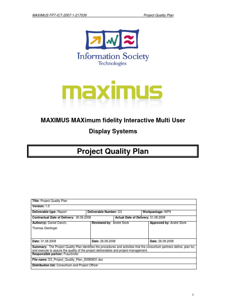 Contoh4. Project Quality Plan | PDF | Project Management | Software ...