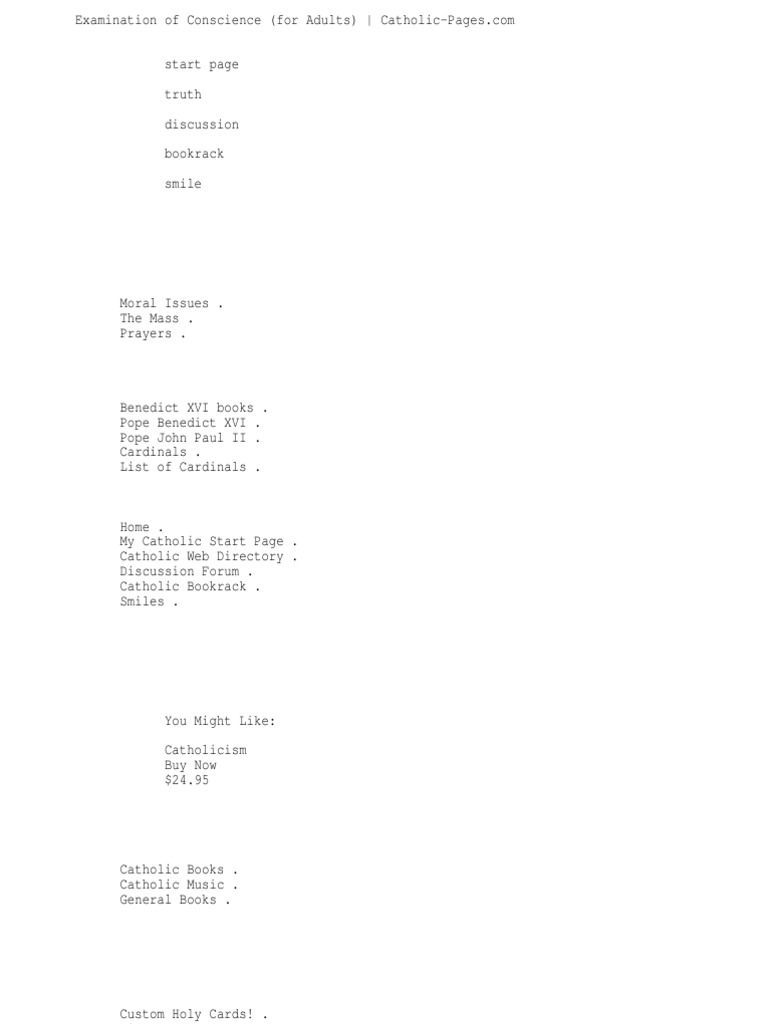 Examination of Conscience (For Adults) Catholic-Pages - Com | Download ...