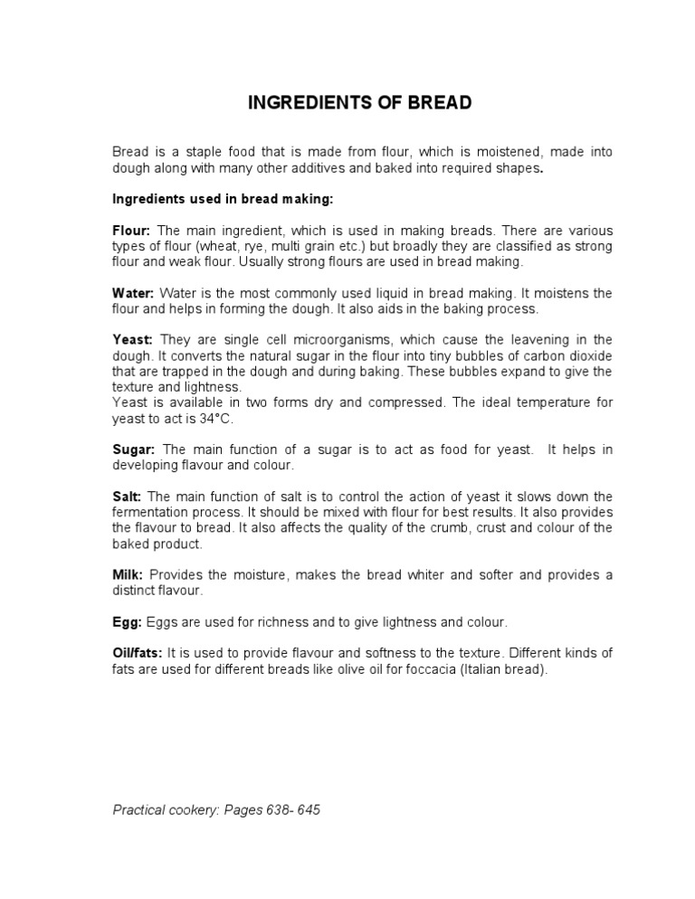 Essential Bread Ingredients Explained | PDF | Cooking, Food & Wine