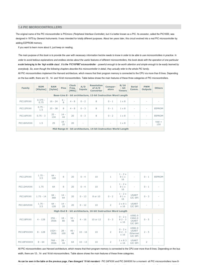 1.4 Pic Microcontrollers | PDF | Microcontroller | Integrated Circuit