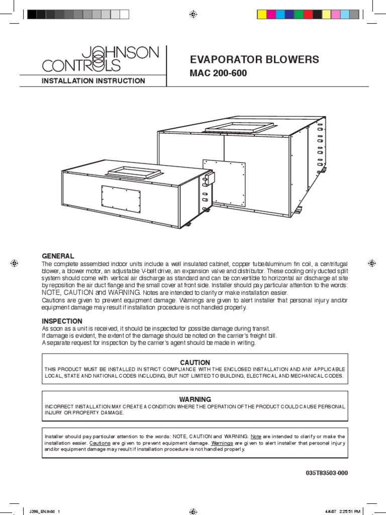 York AHU Installation Guide | PDF | Air Conditioning | Belt (Mechanical)