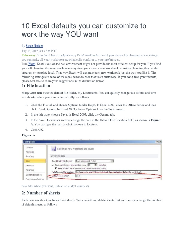 10 Excel Defaults You Can Customize To Work The Way YOU NEED | PDF ...