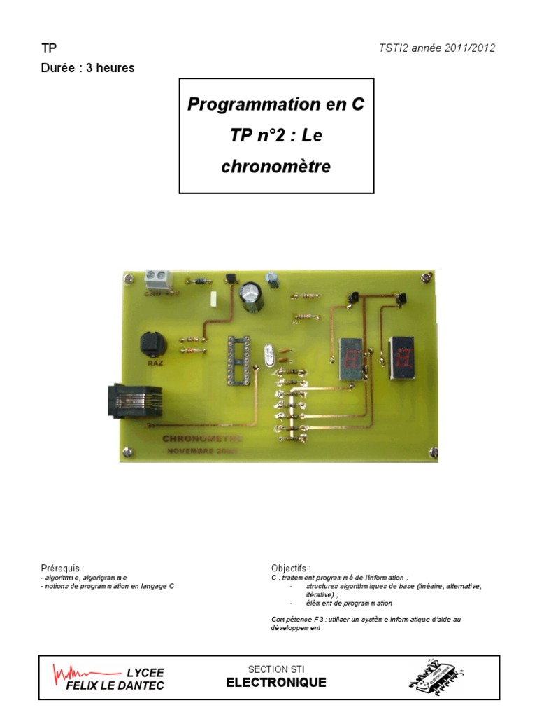 TP Chronometre | PDF | C (Langage de programmation) | Programmation informatique