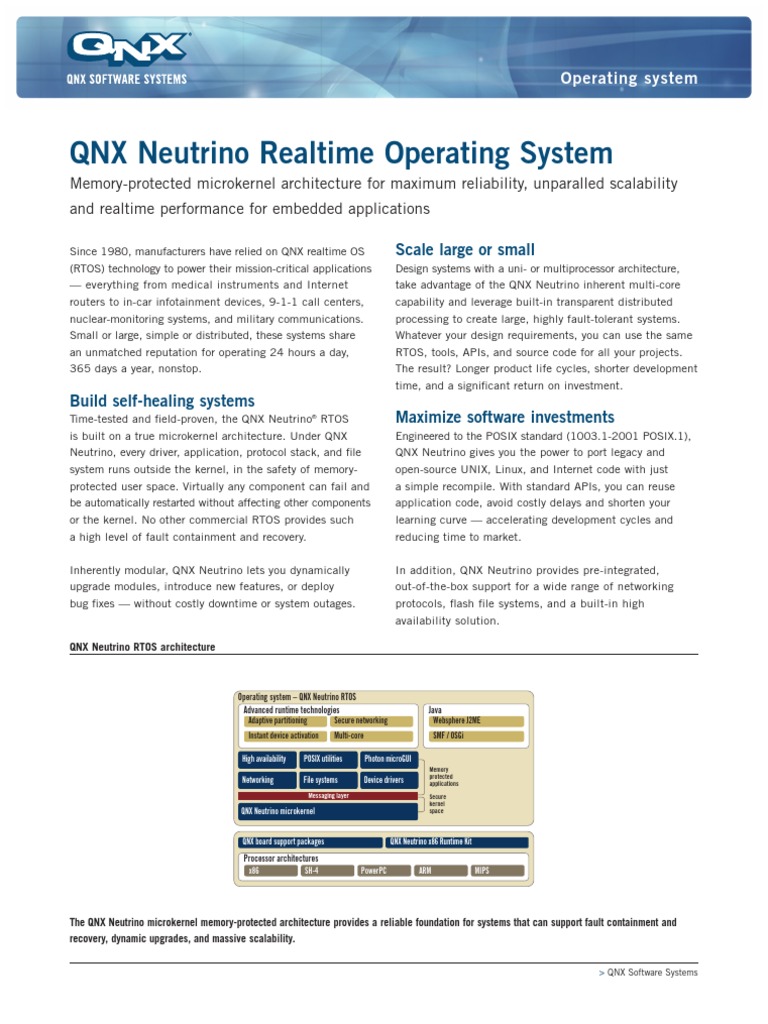 QNX Neutrino | PDF | Operating System | Kernel (Operating System) QNX Neutrino | PDF | Operating System | Kernel (Operating System)