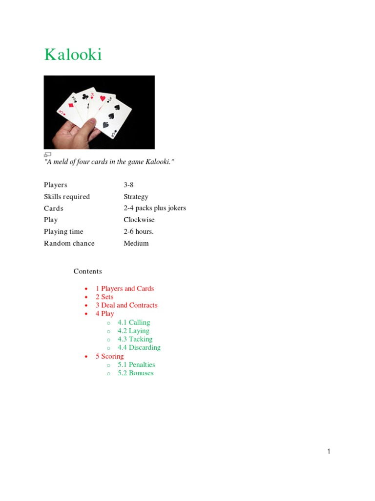 How To Play Kalooki | PDF | Games Of Chance | Card Games